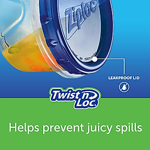 Ziploc Extra Small Round Twist 'n Loc Food Storage Meal Prep Containers, Reusable for Lunch and Leftovers, Dishwasher Safe, 4 Containers and 4 Lids