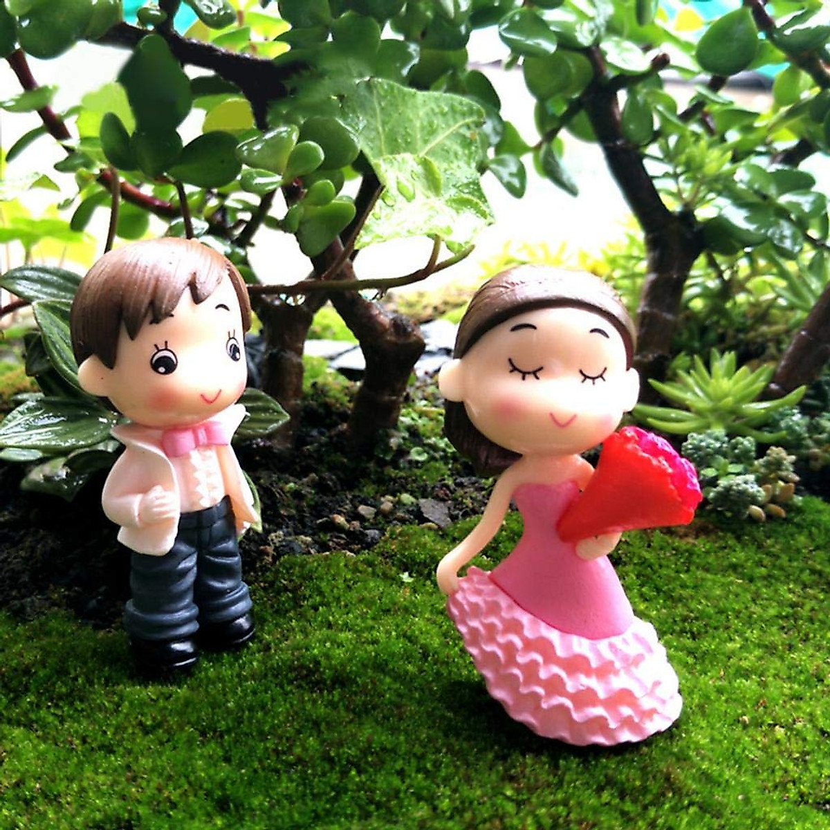 Gilroy Miniature Couple Brides Groom Wedding Figurines Landscape Ornaments Mini Resin Fairy Garden Bonsai Dollhouse Decorations Romantic