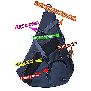 HBAG 20" Crossbody Sling Backpack Single Strap School Travel Sports Shoulder Bag, Black