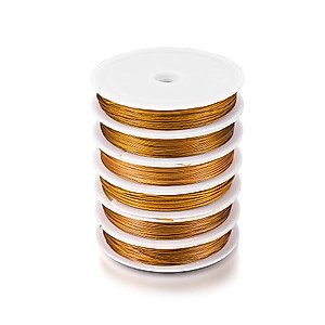 1 Roll/lot 0.3-1.0mm Bead Stringing Wire,Anti-bite Wear Resistant Strong Line Stainless Steel Tiger Tail Beading Wire for DIY Jewelry Making Finding (Gold Steel Wire, 0.6mm-92 feet/28m)