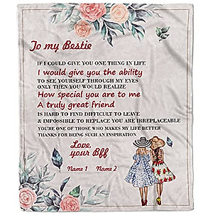 Launchigo Customized to My Bestie Blanket from Best Friend. BFF Soft Fleece Throw Blanket, Gift for Birthday, Christmas & Friendship Day.[Custom] (to My Bestie-from BFF 03, 50" X 60")