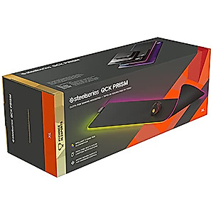 SteelSeries Gaming Mouse Pad 2 Zone RGB Illumination 9cm x 30cm x 0.4cm QcK Prism Cloth XL Black