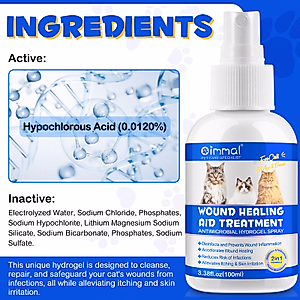 Cat Wound Care Spray - Wound Healing Aid Treatment for Cats Helps with Skin Repair for Wounds, Cats Irritated Skin & Itchy Skin Relief | Cats Supplement | Gentle Wound Care Spray - 3.38 Fl.oz / 100ml