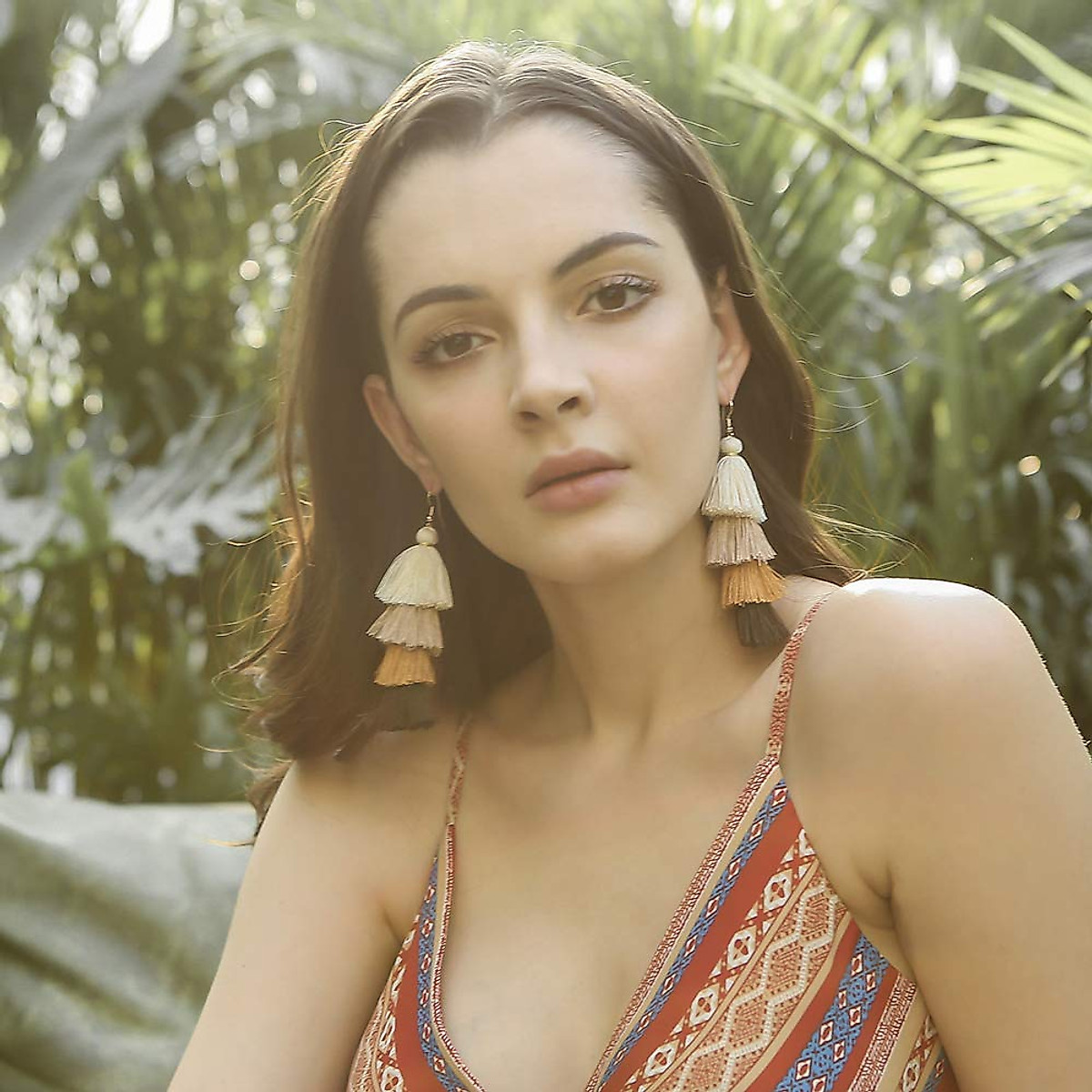 Eigso 9 Pairs Colorful Layered Gradient Drop Dangle Tassel Earrings Set for Women Boho Jewelry