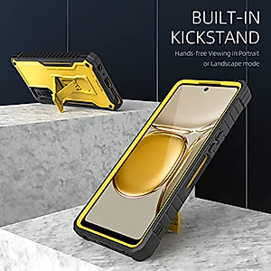 DUOPAL for TCL Stylus 5G Case,Military Grade Protection Shockproof Case with Tempered Glass HD Screen Protector and Kickstand Compatible with TCL Stylus 5G Phone Cover (Yellow)