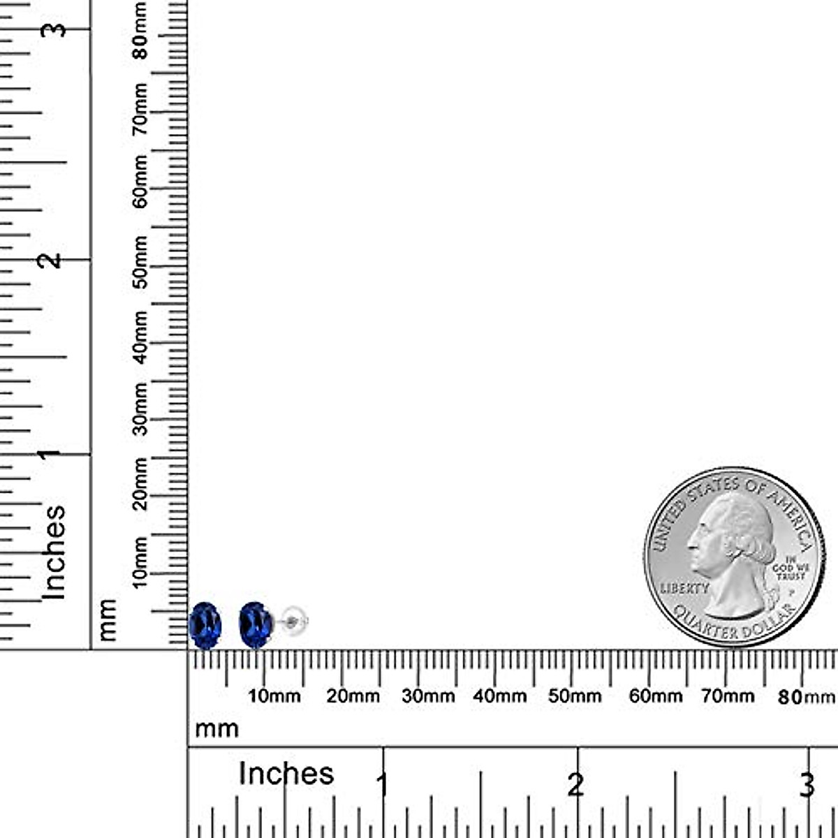 Gem Stone King 10K White Gold Gemstone Birthstone Earrings | Oval 6X4MM Stud Earrings | White Gold Earrings for Women