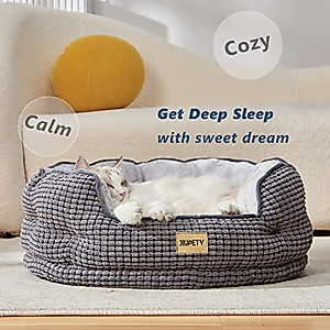Jiupety Dog Beds for Small Medium Dogs,Washable Cat Beds for Indoor Cats,Small Dog Bed with Side for Puppy and Kitten,Large Soft Pet Bed Warm. 30lbs 25" Gray Black
