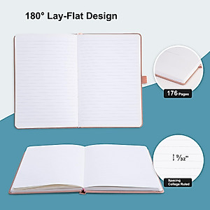 Compera Lined Journal Notebooks, 4 Pack, 176 Pages, 5.5 x 8.3, 100gsm Thick Paper, A5 Hardcover Notebooks with Pen Loop and Inner Pocket, for School Business Office College（Morandi colors）