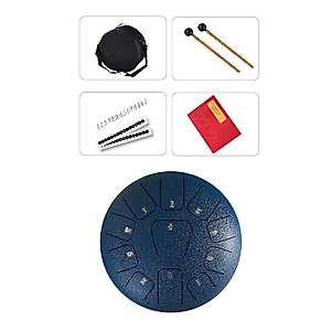 LAOZE Steel Tongue Drum-12 Inch 13 Note Percussion Instrument Lotus Hand Pan Drum with Drum Mallets Carry Bag (6''-8note, Gold)