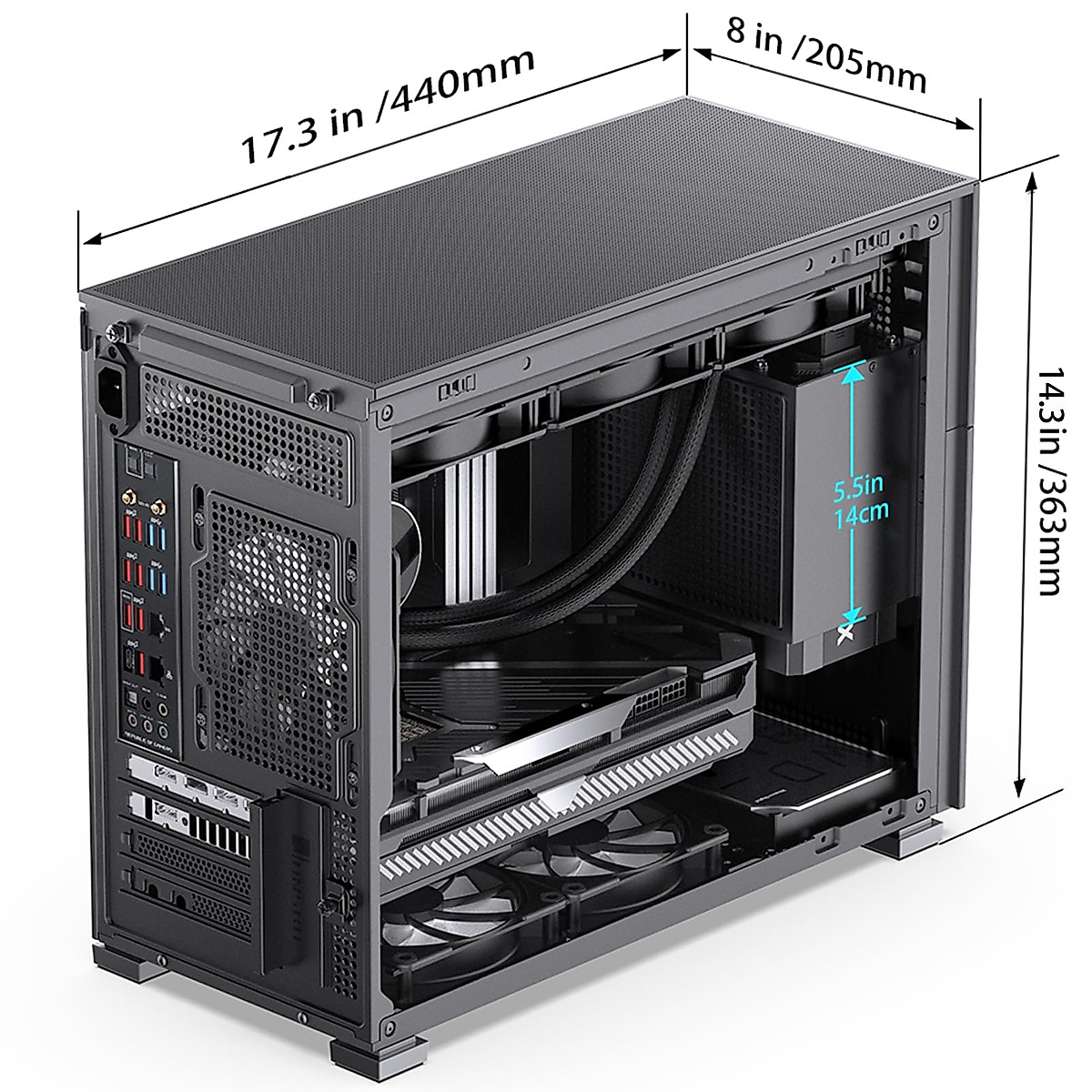 JONSBO D31 MESH Black Micro ATX Computer Case, M-ATX/ITX Mainboard/Support RTX 4090(335-400mm) GPU 360/280AIO,Power ATX/SFX: 100mm-220mm Multiple Tool-Free Design,Black