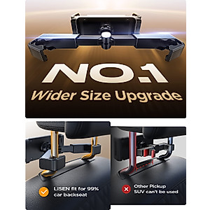 LISEN Tablet iPad Holder for Car Mount Headrest Must Have, iPad Car Holder Back Seat Travel Accessories Long Road Trip Essentials for Kids Adults Fits All 4.7-12.9" Devices & Headrest Rod