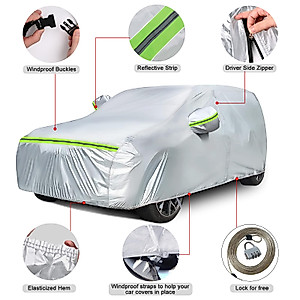 Waterproof Car Covers Replace for 2008-2024 Lexus RX350 RX450H, 6 Layers All Weather Custom-fit Car Cover with Zipper Door & Windproof Bands for Snow Rain Dust Hail Protection (RX)