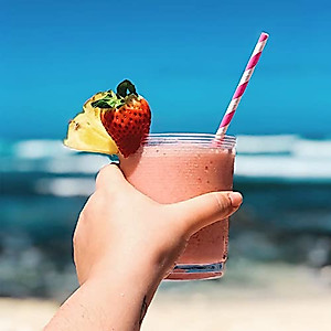 [300 Pcs] Biodegradable Individually Wrapped Paper Straws - Disposable Colorful Eco-Friendly Paper Drinking Straws(7.75"longX0.25"diameter)