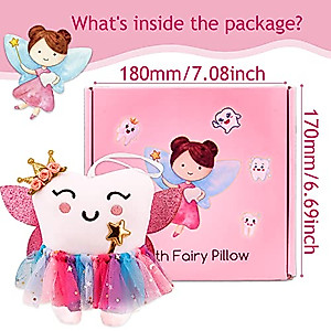SQIMZAR  Tooth Fairy Pillow with Pocket for Girls | Tooth Pillow for Tooth Fairy for Girls | Tooth Fairy Gifts for Girls | Toothfairy Pillow for Girls | Tooth Fairy Bag | Tooth Fairy Pouch
