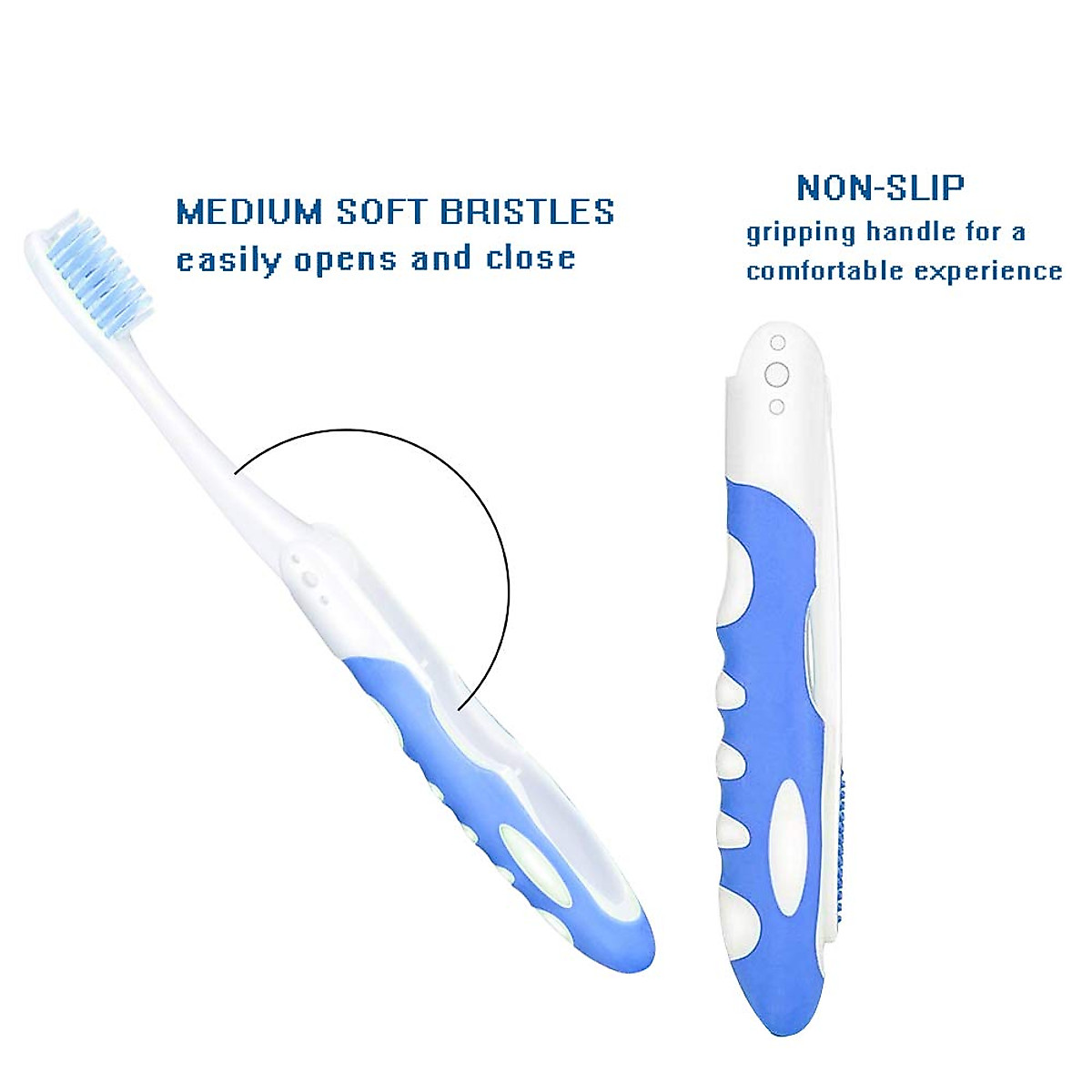 12 PCS Folding Travel Toothbrush Foldable Portable Soft Bristle Toothbrush Travel Toiletries Toothbrush Soft Manual Toothbrush for Sensitive Gums with 2 PCS Travel Folding Hair Brush Comb