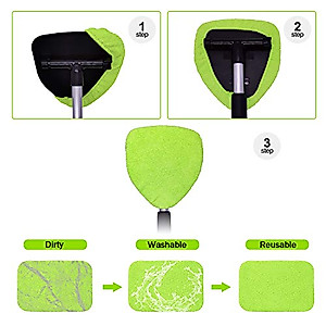 5 Pack Car Care Replaced Microfiber Clothes for XINDELL Windshield Cleaning Brush Cotton Terry Washable Car Washing Pads - 5 Inch Diameter (Green,Triangle)
