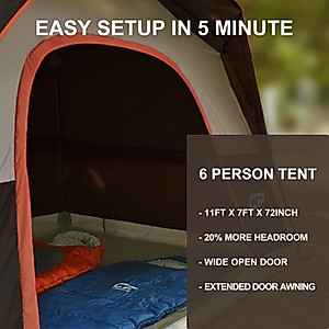 CAMPROS CP Tent 6 Person-Camping-Tents, Waterproof Windproof Family Dome Tent with Top Rainfly, Large Mesh Windows, Double Layer, Easy Set Up, Portable with Carry Bag - Brown