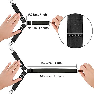 Bed Sheet Fasteners, 4 PCS Adjustable Triangle Elastic Suspenders Gripper Holder Straps Clip for Bed Sheets,Mattress Covers, Sofa Cushion