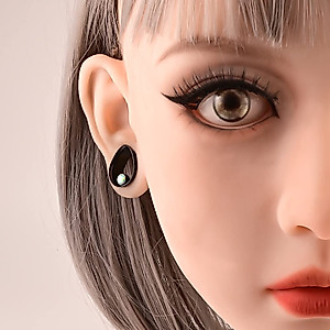 Atomhole 2PCS Teardrop Opal Ear Plugs Tunnels Hypoallergenic Ear Gauges 316 Stainless Steel Ear Expander for Stretchered Earrings Piercing Body Jewelry