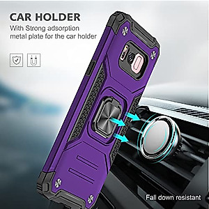 AYMECL for Samsung Galaxy S8 Case, Galaxy s8 Phone case with Self Healing Flexible TPU Screen Protector [2 Pack], Military Grade Double Shockproof with Kickstand Case for Samsung S8-Purple