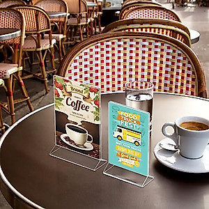 MaxGear Acrylic Sign Holder-Table Card Display-4x6 Inches Clear Sign Holder-Plastic Table Menu Stand-Double Sided Ad Picture Frame for Office, Home, Store, Restaurant, 12 Pack