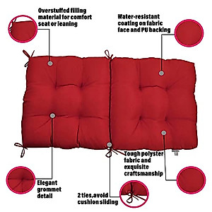 Kunste Indoor Outdoor Patio Garden Seating Cushions High Back Cushions Deep Seat Cushions Set of 4 Red