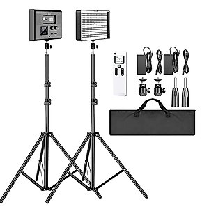 Neewer 2-Pack 2.4G LED Video Lighting Kit: Bi-Color CRI 95+ 280 LED Panel with 2M Light Stand, LCD Display, 2.4G Remote for Photo Studio Photography, Ball Head/Carry Bag Included
