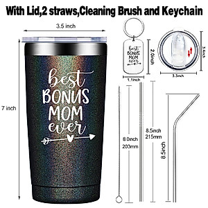 Fufandi Best Bonus Mom Ever Tumbler - Bonus Mom Gifts - Funny Birthday Mothers Day Christmas Gifts for Bonus Mom, Stepmom, Mother in Law from Daughter Son - Tumbler Cup 20oz