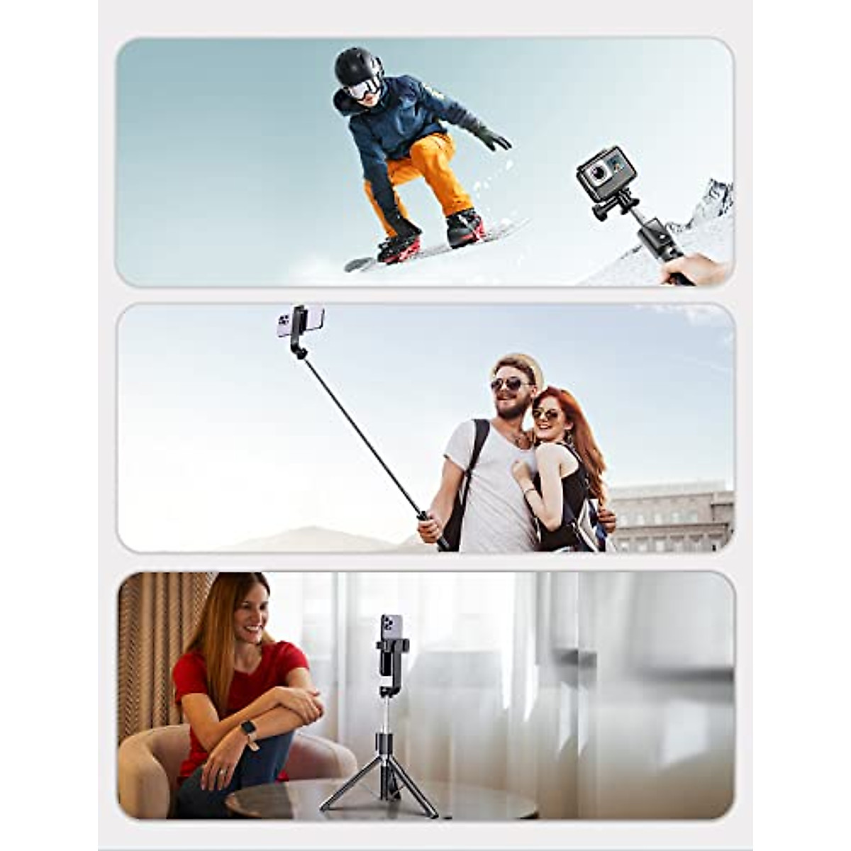 ANXRE Selfie Stick Phone Tripod with Remote, 50 inch Portable 5 in 1 Selfie Stick Phone Tripod, Wireless Selfie Stick Tripod for Cell Phone Compatible with iPhone 15/14/13 Pro Max Gopro Android