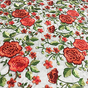 Buchuang DIY Design Fabric, Unique Black Mesh with Red Color Fabric, 71''x59'' is 1 Piece Premium Quality Perfect for Skirt & Dress Fashion, Cloth DIY, and Embroidery Lace Fabric Design(2Yards Black)