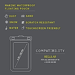 Pelican 2 Pack Marine - IP68 Waterproof Phone Pouch/Case(Regular Size)-Floating Waterproof Phone Case For iPhone 14 Pro Max/ 13 Pro Max/ 12 Pro Max/ 11/ S23 - Detachable Lanyard-Black/Yellow