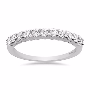 Beyond Brilliance 1/2 Carat Diamond, Prong-Set Platinum 11-Stone Round Diamond Bridal Wedding Band Ring (H-I, VS2-SI1) Natural Diamond Wedding Band For Women | Gift Box Included
