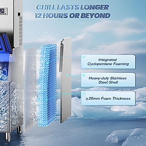 Commercial Ice Maker Machine 650lbs/24h,Large Capacity 400lbs,Industrial Nugget Icemaker with Self Cleaning Function,210 Counts Ice Ready in 4-12 Min,Clear Ice Cube for Cafe,Restaurant,Home