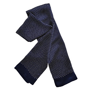 XUYUZUAU Men's 100 Silk Scarf Double Layers Fashion Neckerchief Formal Casual (Dot Small Circle Blue)