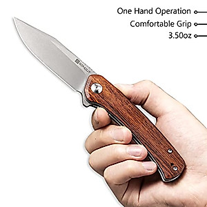 SENCUT Snap Folding Pocket Knife, Liner Lock Knife, G10 and Wood Handle with Reversible Clip SA05D