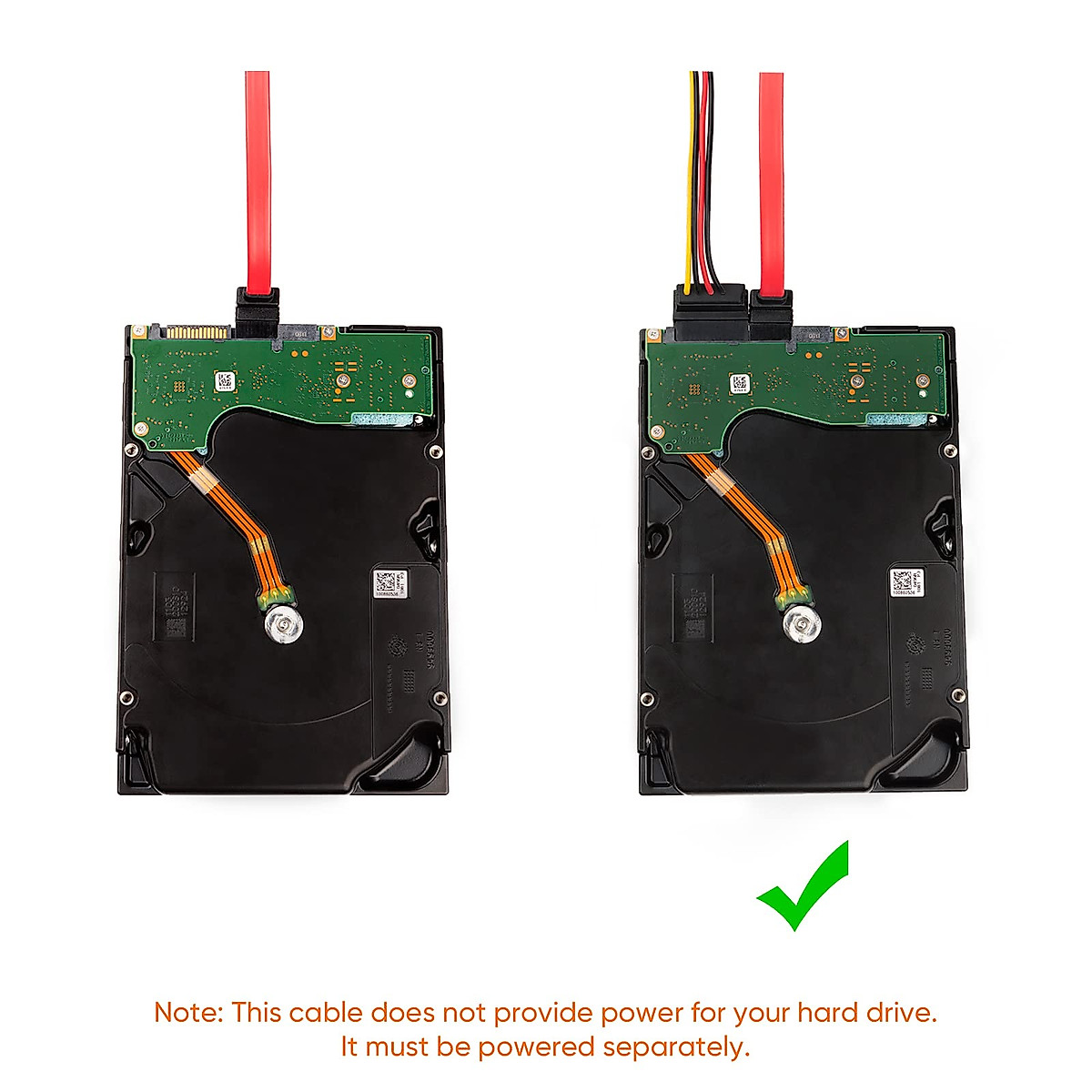 CableCreation SATA III Cable, [2-Pack] 8-Inch/0.6FT SATA III 6.0 Gbps 7pin Female to Downward Right Angle Female Data Cable with Locking Latch, Support for 2.5'' SSD,3.5''HDD Drive, Red