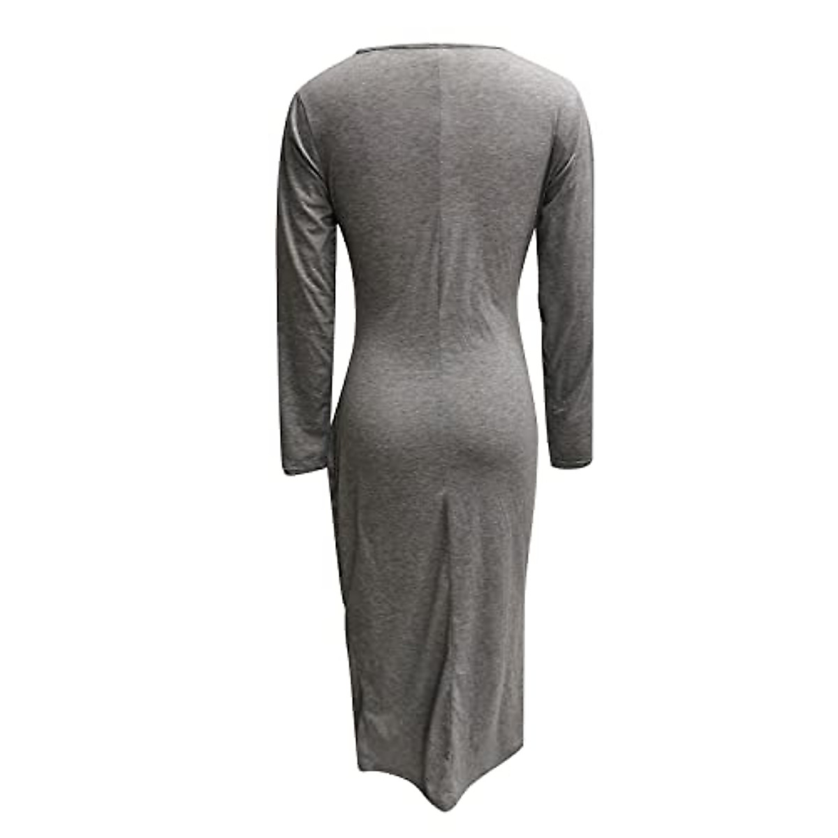 Long Sleeve Black Dress, Spring Dresses for Women Cruises Women's Wedding Dresses Guest Fall Women's Casual Solid Round Neck Slim Split Temperament Dress Dresses Slimming Dress (XXL, Light Gray)