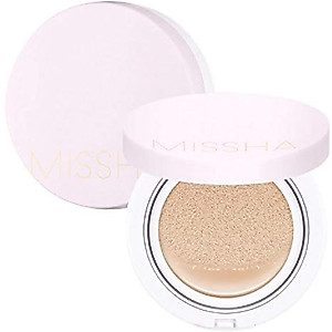 MISSHA Magic Cushion Foundation No.21 Light Beige for Bright Skin, Flawless Coverage,Dewy Finish,Easy Application for All Skin Types
