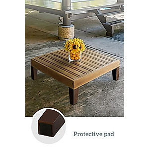 6 Inch Wooden Sofa Legs Set of 4, Brown Square Wood Furniture Feet Couch Legs, Mid Century Modern Dresser Replacement Feet for Chair Cabinet Armchair Recliner Table Or Home DIY Projects Bun Feet