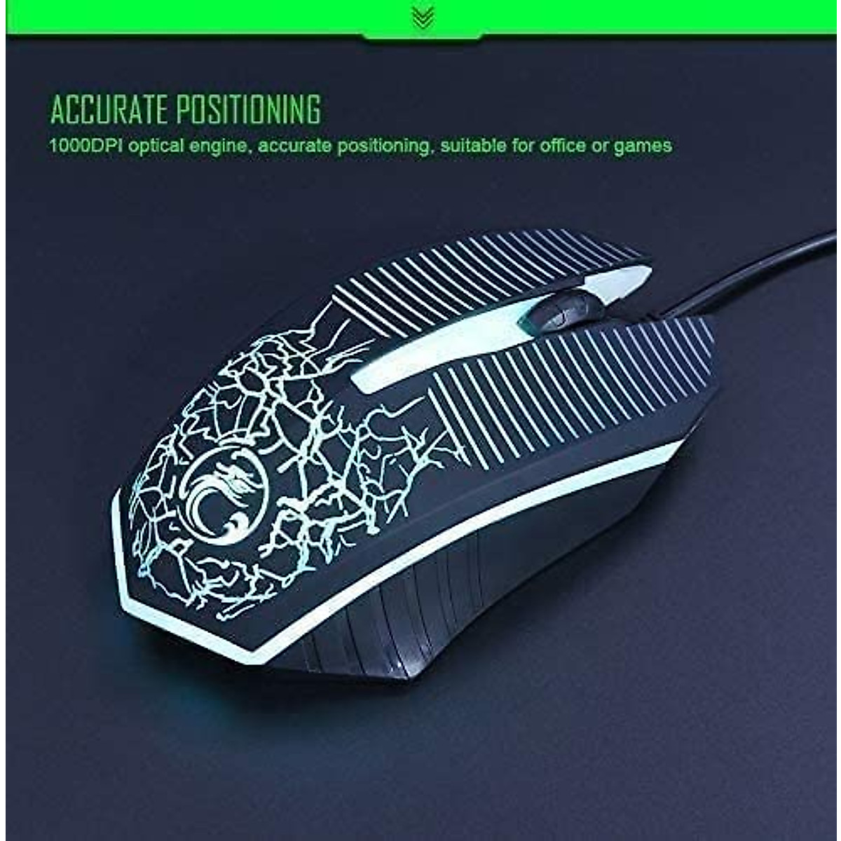 LLEURE Gaming Keyboard Rainbow Keyboard + Mouse,Desktop Notebook Floating Keycap Backlit Gaming Mouse and Keyboard,104 Key USB Wired Keyboard,Illuminated Keypad