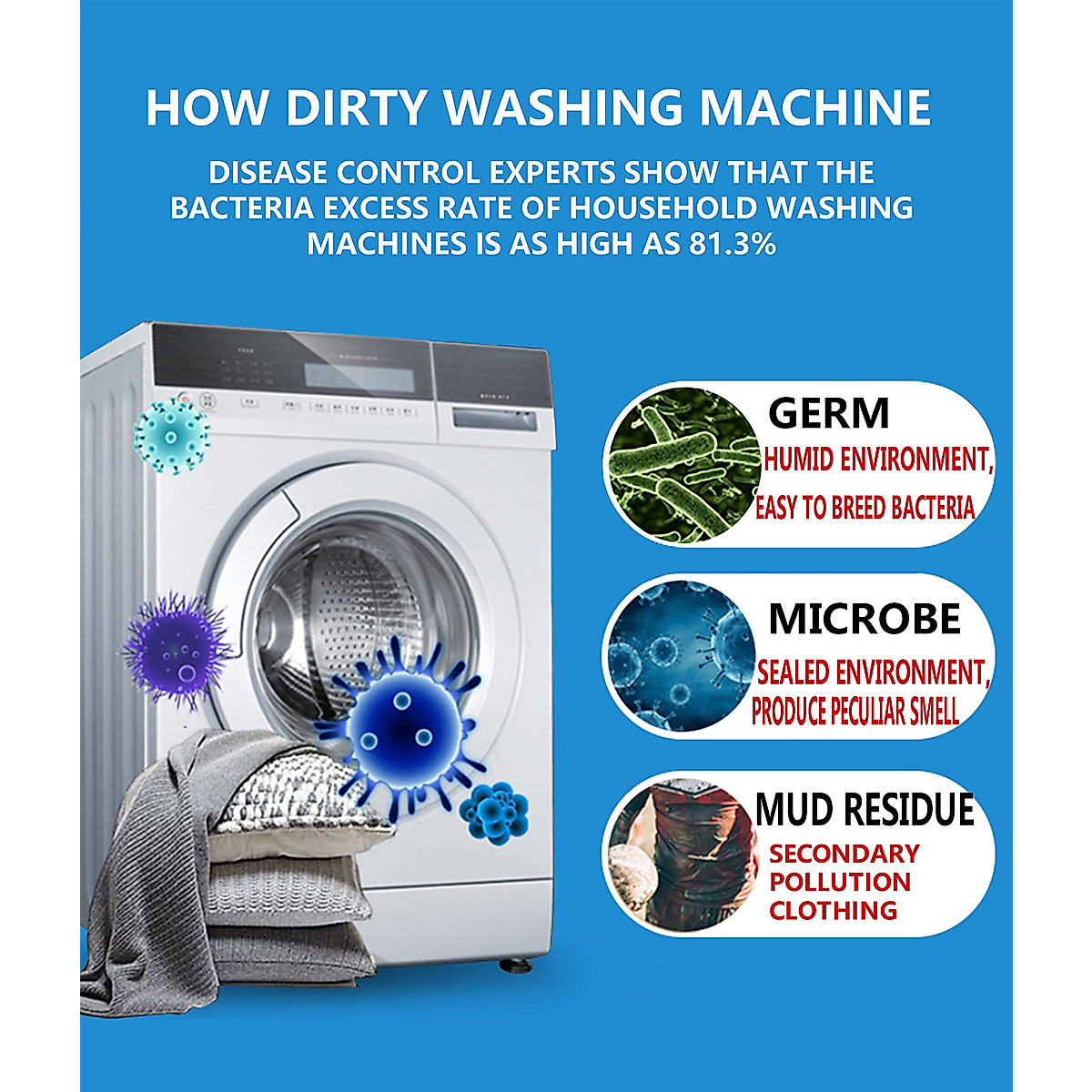 Finally Fresh Washing Machine Cleaner for Front / Top loaders, 20 Packs Washer Cleaner for Sensitive Skin, Suitable for All HE Washing Machines Include