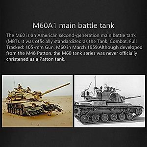 VINIX 1/16 RC Tanks That Shoot BB, 2.4G US M60A1 Main Battle Tank Model with Smoke & Sound 360-Degree Rotating Turret, Remote Control Military Vehicles Model Toys