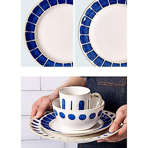 GagalU Fine Dinnerware Set,4 Pieces Blue White Ceramic Dinner Set Porcelain Mug Plate Bowl Lead-Free Tableware
