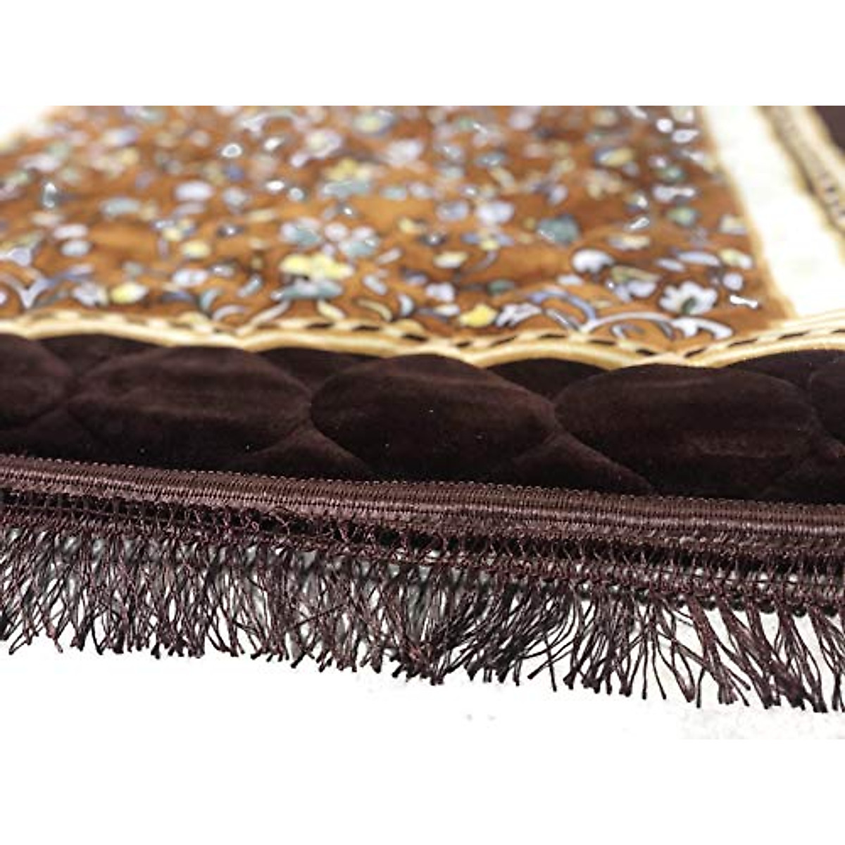 Eid Gift Premium Luxury Ultra-Soft Prayer Rug Seccade Sajjada Soft for Knees Ankles Prayer Carpet Mat with Non-Slip underlayment Free Bag + Free Prayer Beads Tasbih Rug Size 47"x31" (Brown)