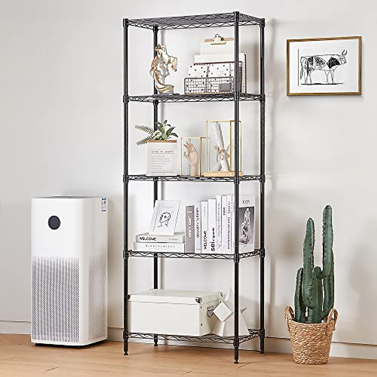 MZG Steel Heavy Duty 5-Tier Utility Shelving Unit Steel Organizer Wire Rack for Home,Kitchen,Office (24-in W x 14-in D x 63-in H)