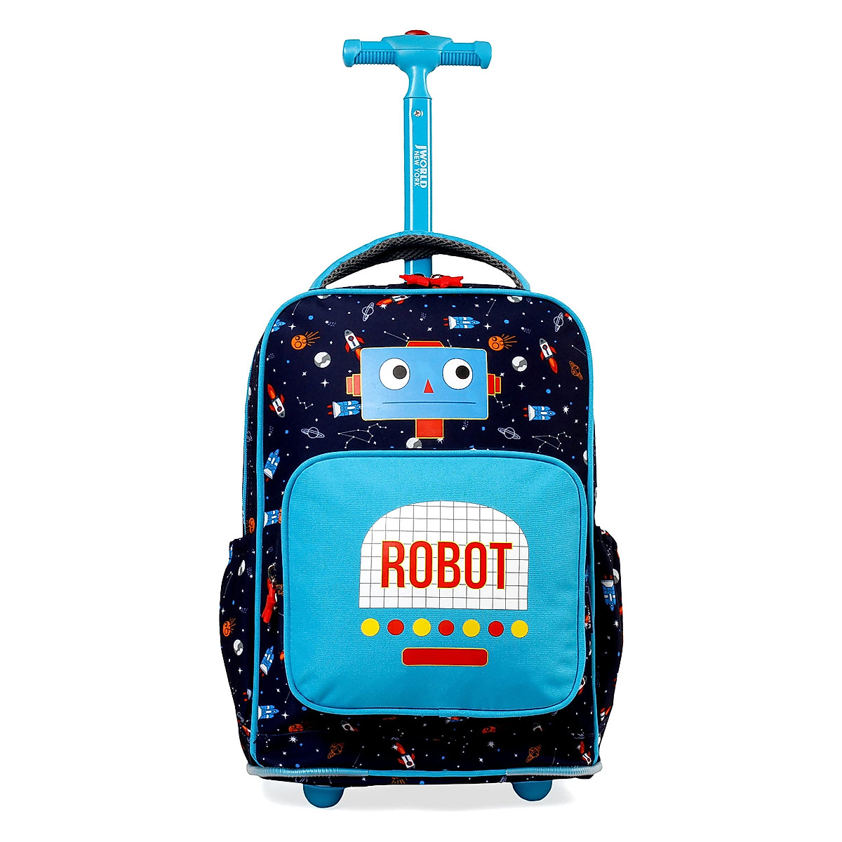 J World New York Kids' Sparkle Rolling Backpack, Robot, One Size