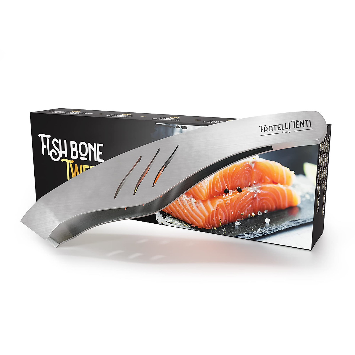 Fish Bone Tweezers - Stainless Steel Fish Scaler - Perfect Tongs for Removing Fish Bones and Scales, Serving Sliced Salmon, Sashimi and Any Fish