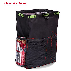 Ginsco 3.5 Gallons Large Capacity Hanging Car Trash Bag, Reusable Car Trash Can, Leakproof Car Garbage Bag, Foldable Waterproof Car Organizer Cooler with 4 Pockets for Camping Traveling