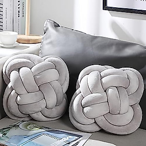 Unittype 2 Pcs 12 Inch Flower Knot Pillow Ball Creative Knotted Throw Pillows Decorative Sofa Lumbar Pillow Floor Pillow Cushion for Home Sofa Car Office Decor Household Christmas Decoration (Gray)