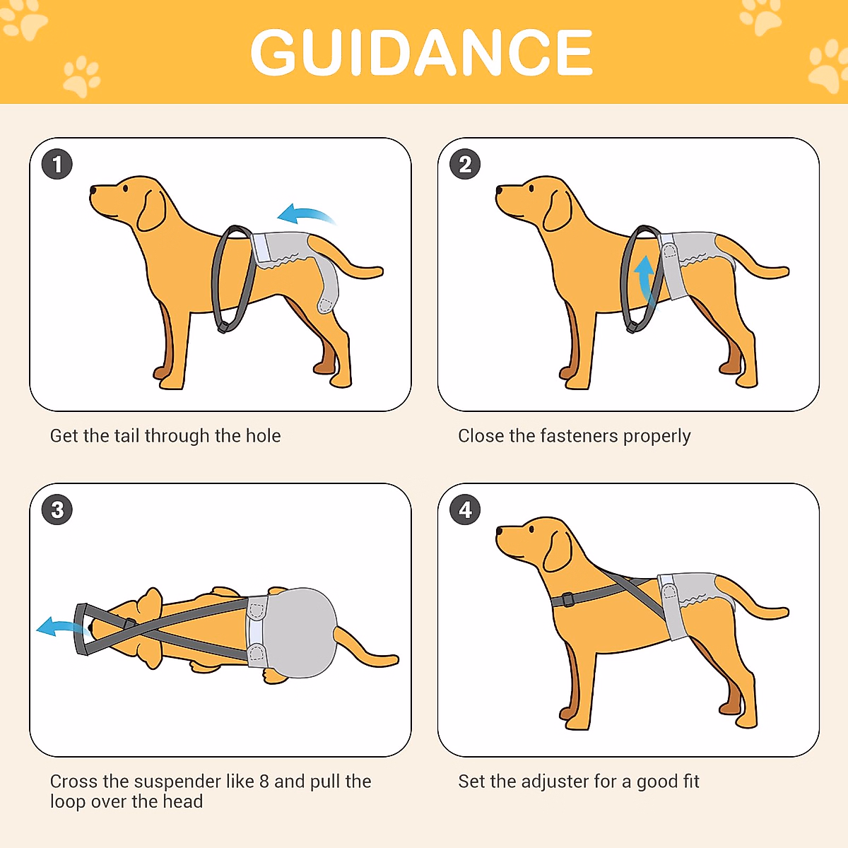 3 Pack Avont Washable Female Dog Diaper with Suspender, Reusable Girl Doggie Diapers for Small Medium Large Doggy in Heat Cycle Period Incontinence -L